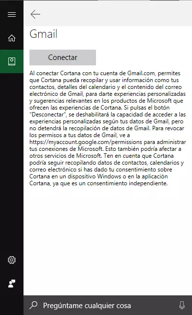 Connect Gmail mat Cortana