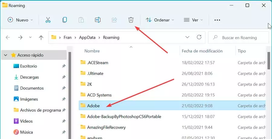 Διαγράψτε το φάκελο Adobe από τον Explorer