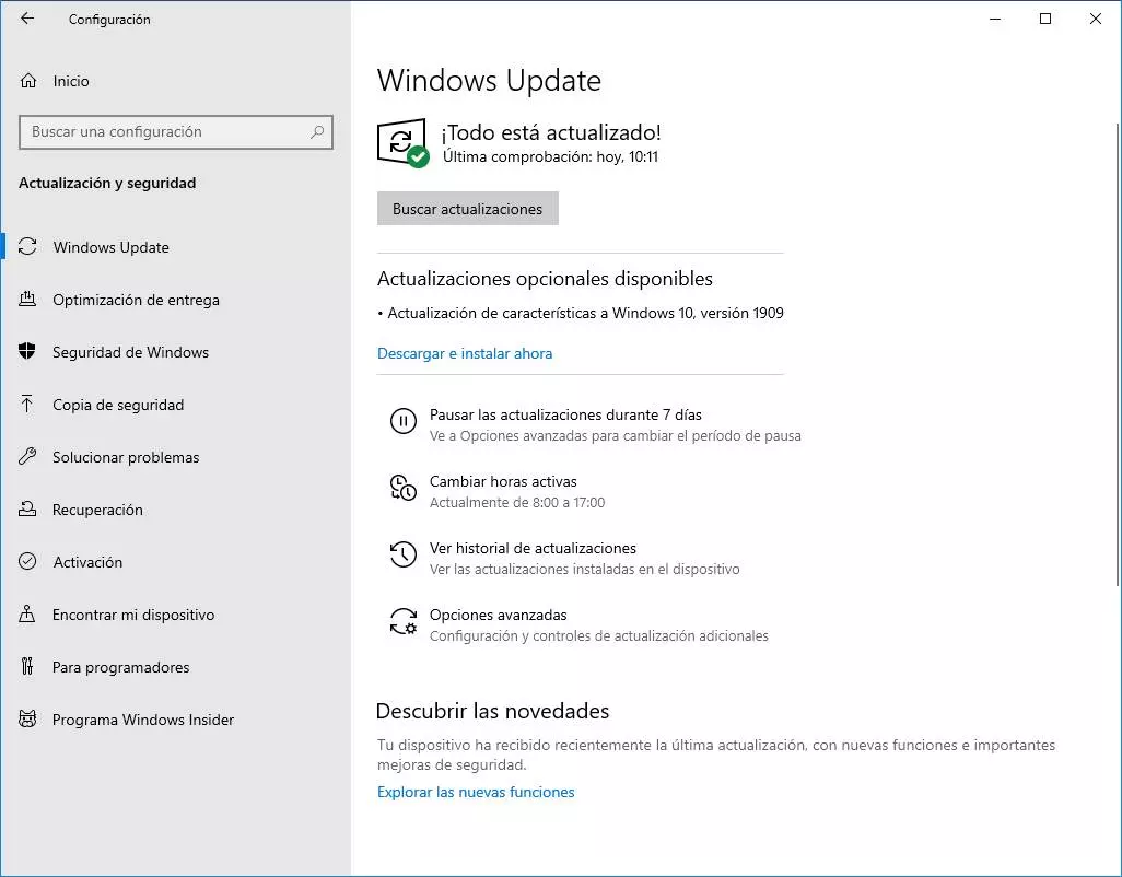 Aggiornamento di Windows 10 19H2
