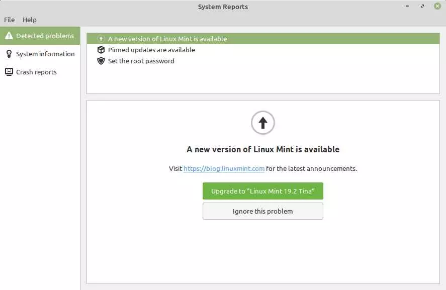 Linux Mint 19.3 സിസ്റ്റം റിപ്പോർട്ടുകൾ