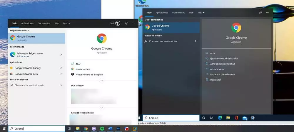 Differenza search engine mod skur Windows 10 20H1 vs 21H1