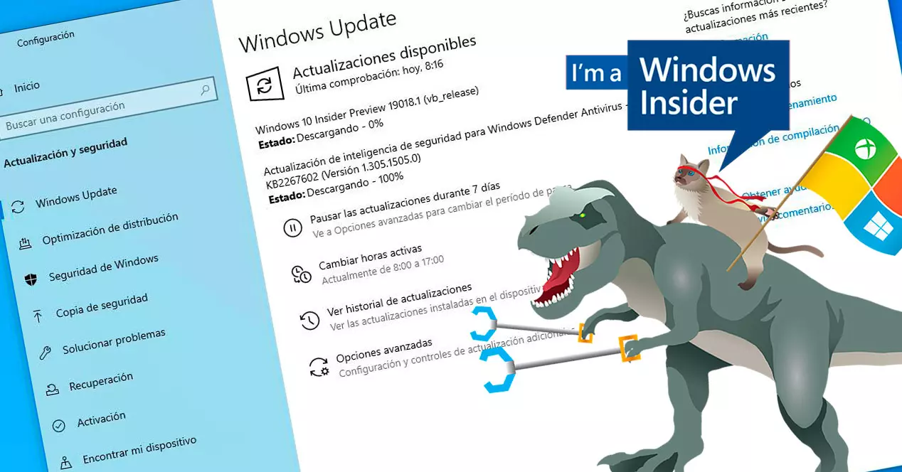 Windows Insider tsim 19018 Windows 10 20h1