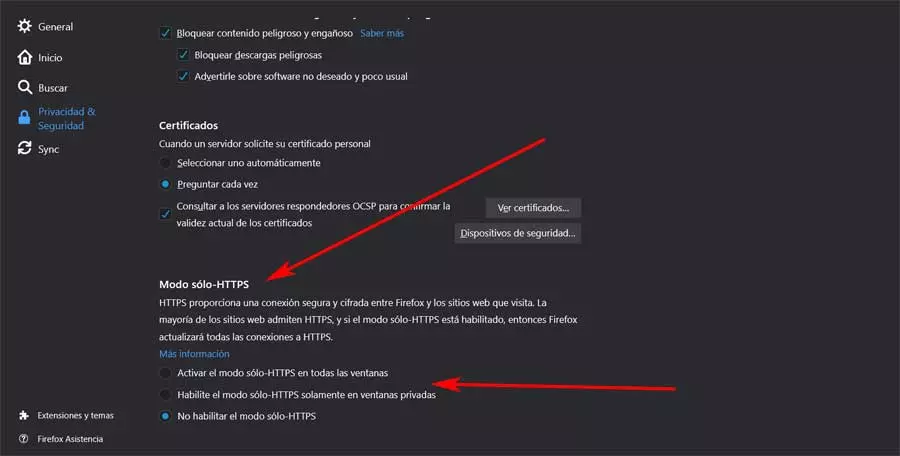 Firefox HTTPS რეჟიმი