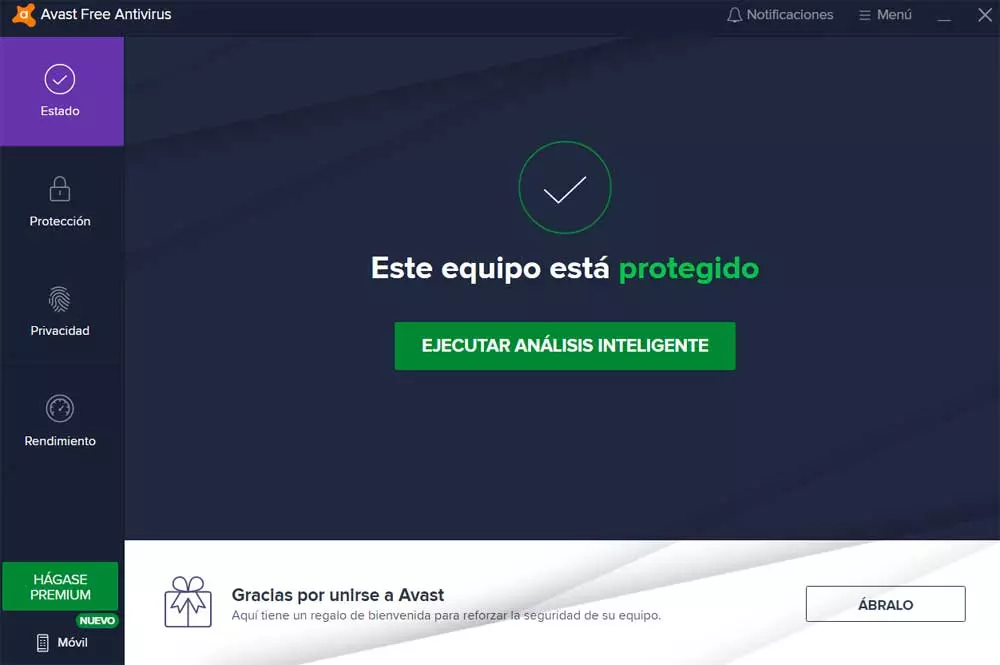 Avast antivirus tena interface tsara