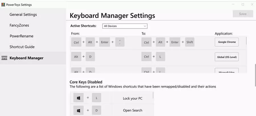 Tastaturgenvejshåndtering