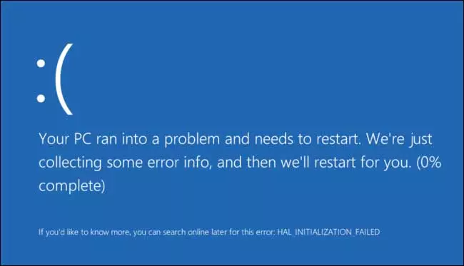 Snímka obrazovky BSOD systému Windows