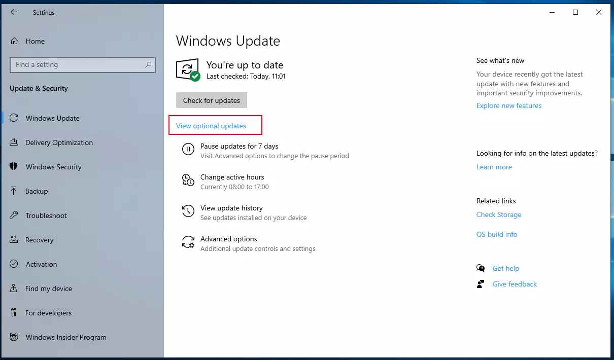 Дадатковыя абнаўлення Windows 10