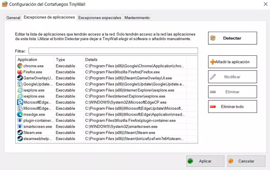 TinyWall 3 süzgüç programmalary