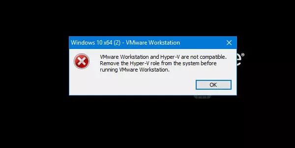 Gabim VMware dhe Hyper-V