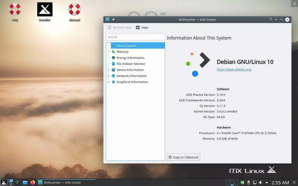 Info KDE MX Linux