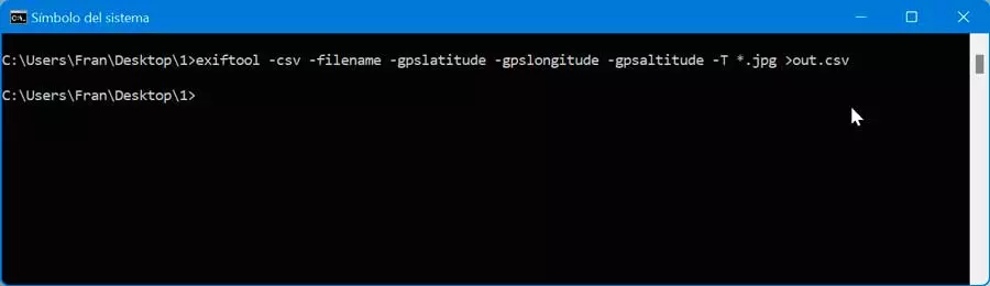 Gbaa exiftool na Command Prompt