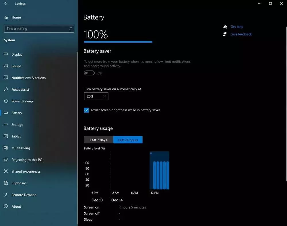 Monitor i ri i baterisë Windows 10