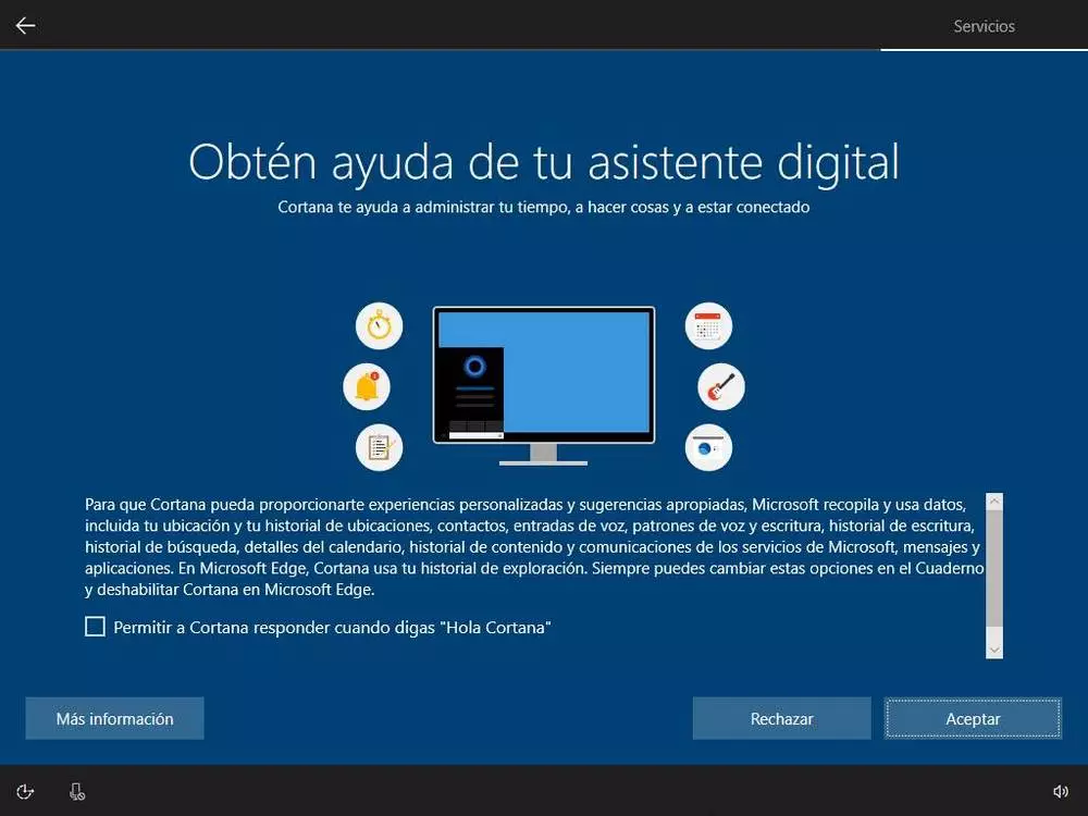 Suiteáil Windows 10 - Cas Cortana Air nó As