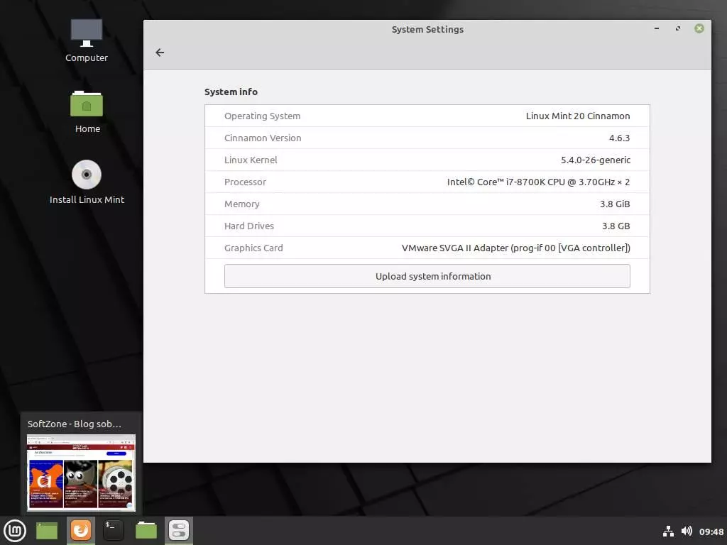 Linux Mint 20 жұмыс үстелі