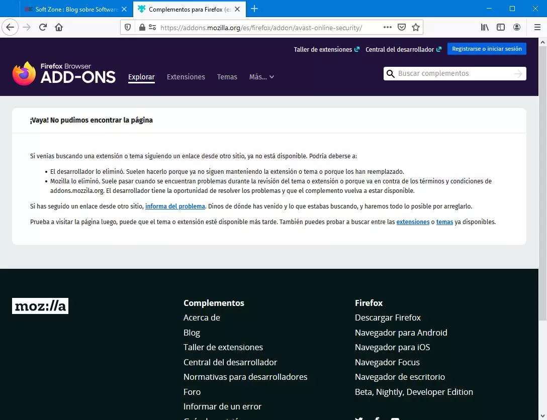 Avast Firefox extension nesorina