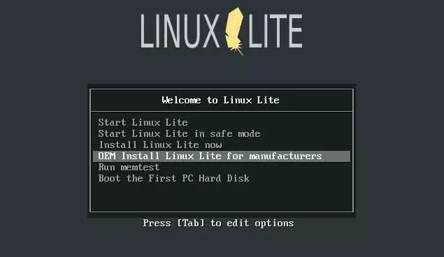 Linux ライトを起動する