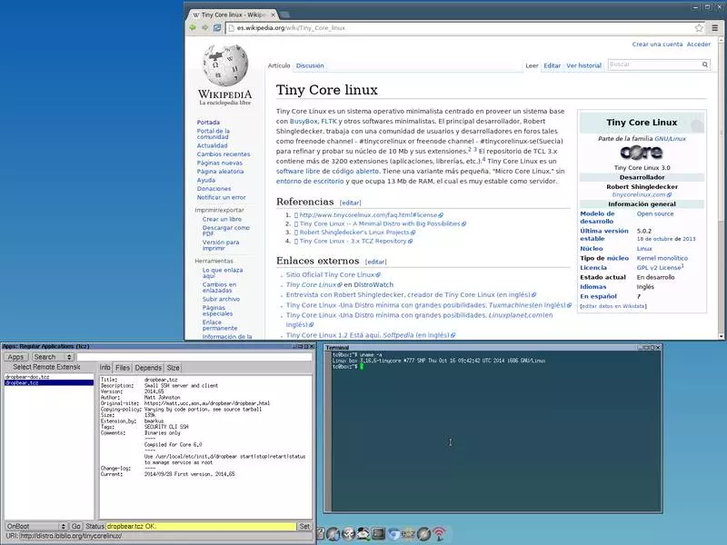 Tiny Core Linux ndi Chromium