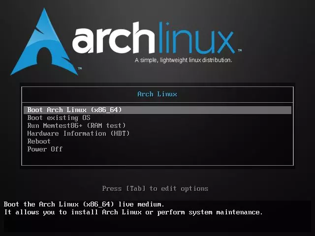 ჩატვირთეთ Arch Linux