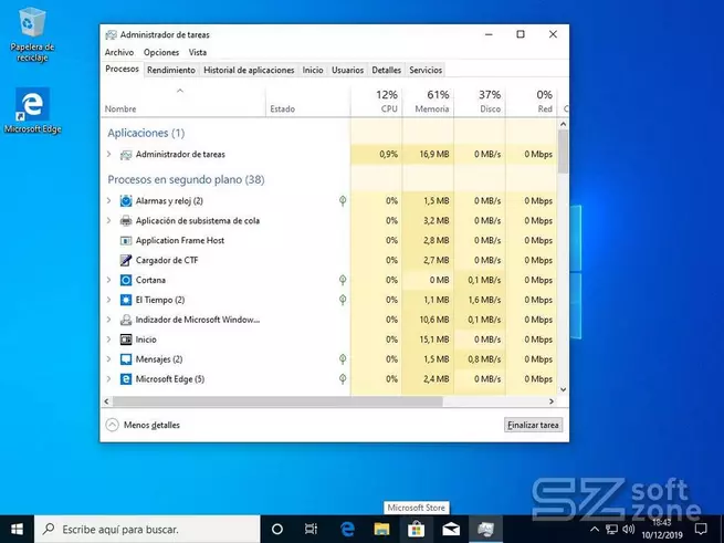 Windows 10 1909 ընդդեմ 1507 - առաջադրանքների կառավարիչ 1909 թ