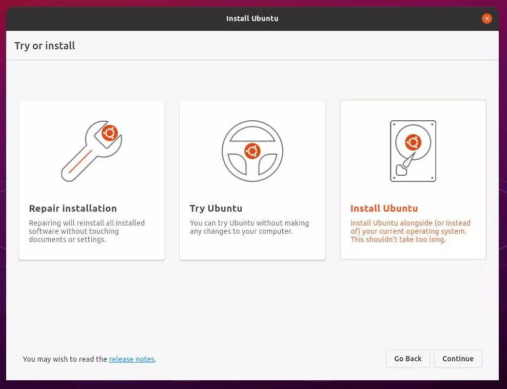 新しい Ubuntu 21.10 インストーラー