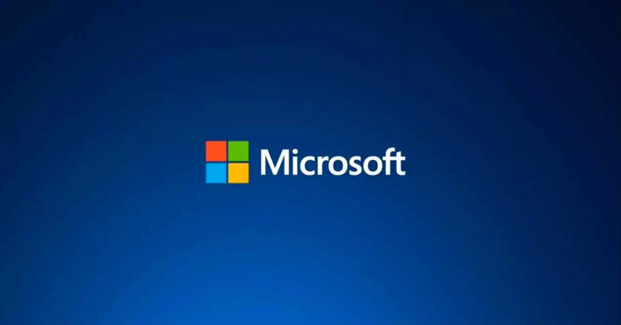ស្លាកសញ្ញា Microsoft ផ្ទៃខាងក្រោយពណ៌ខៀវ