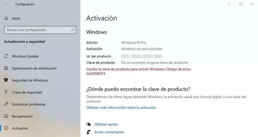 Windows 10 aktibazio-gakorik gabe
