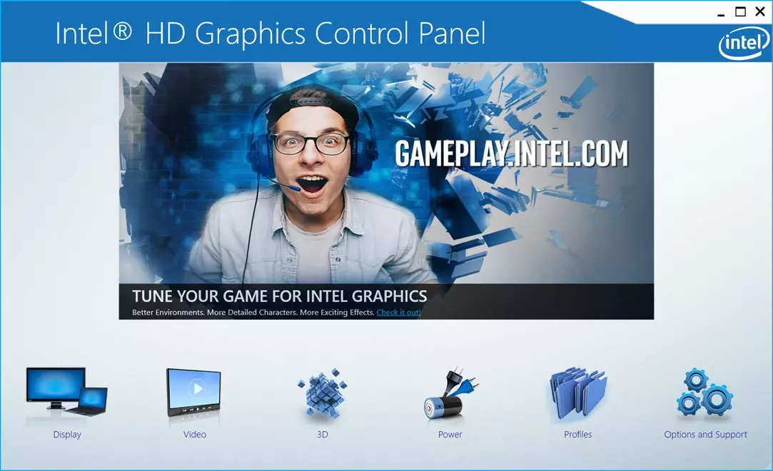 Painel de controle de gráficos Intel