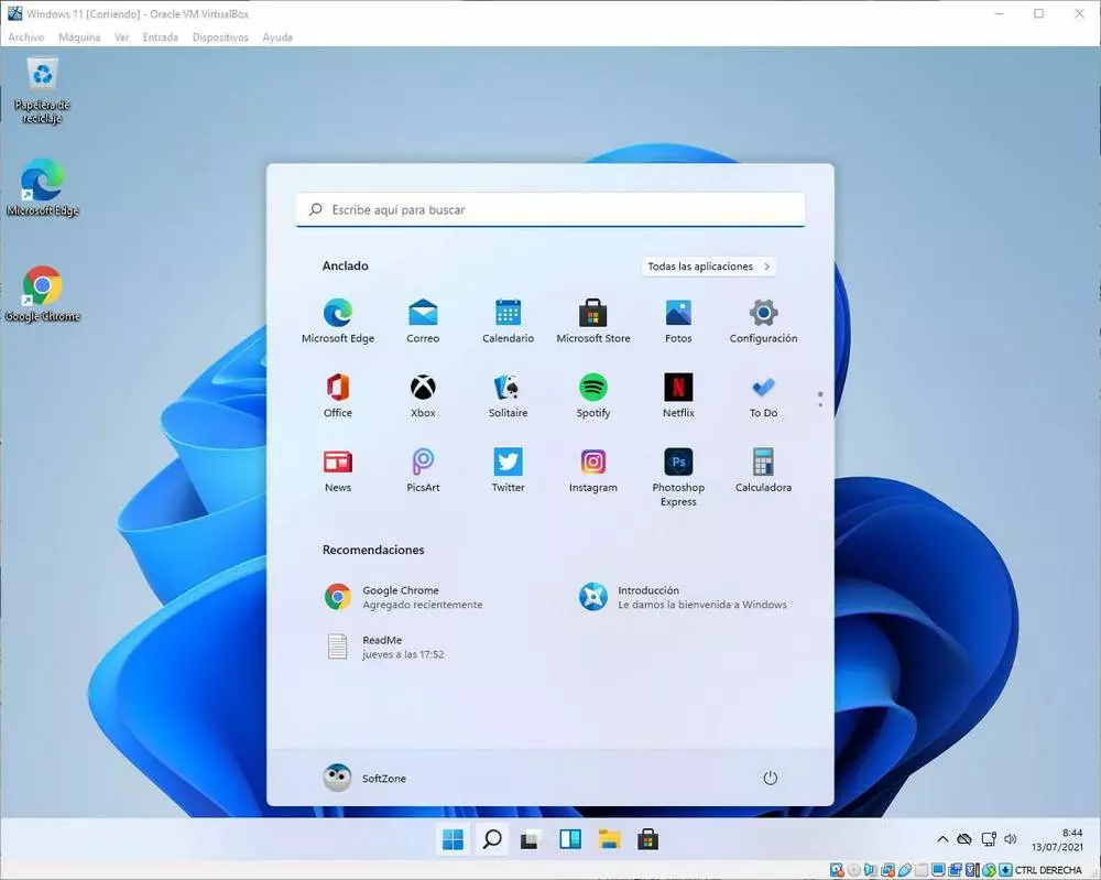 Vindozo 11 en VirtualBox