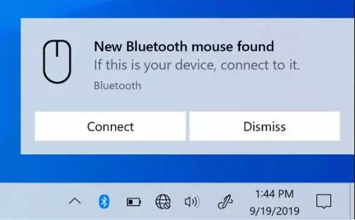 Новыя апавяшчэнні Bluetooth Windows 10 Build 18985