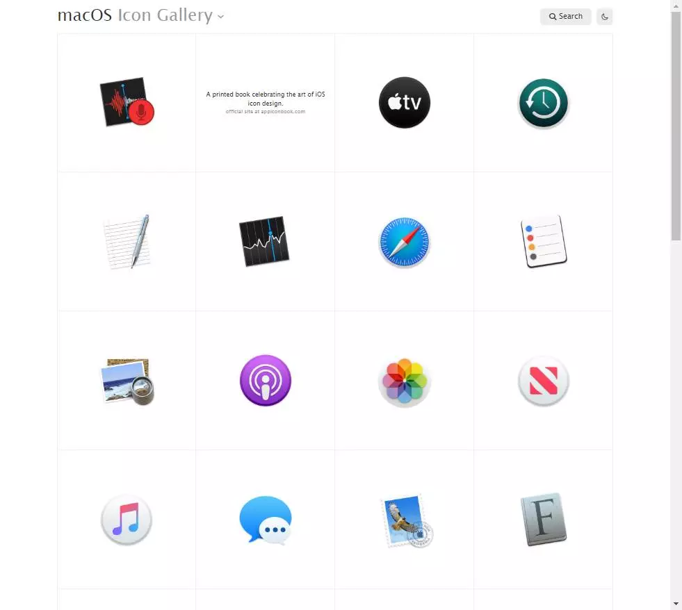 Galería de iconas de macOS