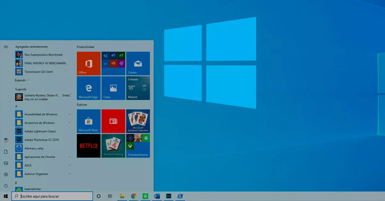 Izbornik Start u sustavu Windows 10