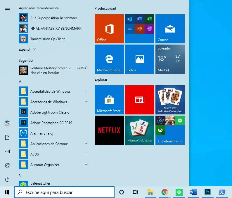 W10 start menu item