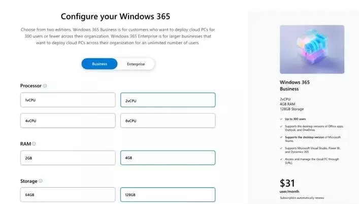 Windows 365 リークされた価格