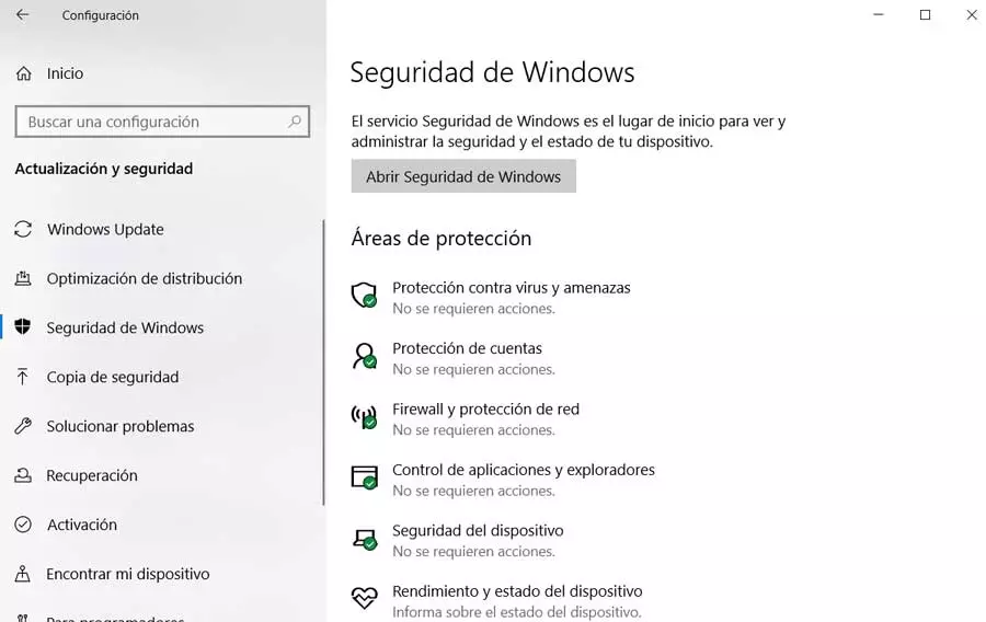 Paramètres de Windows Defender