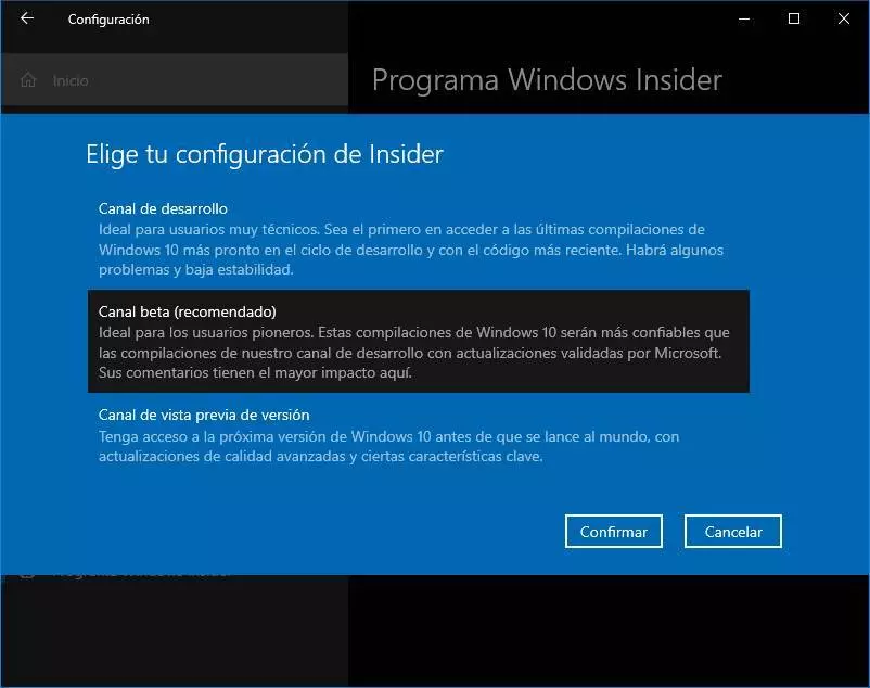 Canale beta Insider di Windows 10 20H1