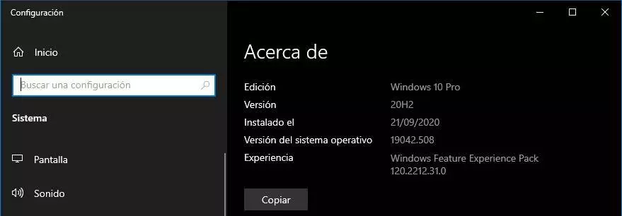 Windows 10 20H2 ਸਫਲਤਾਪੂਰਵਕ ਸਥਾਪਿਤ ਕੀਤਾ ਗਿਆ