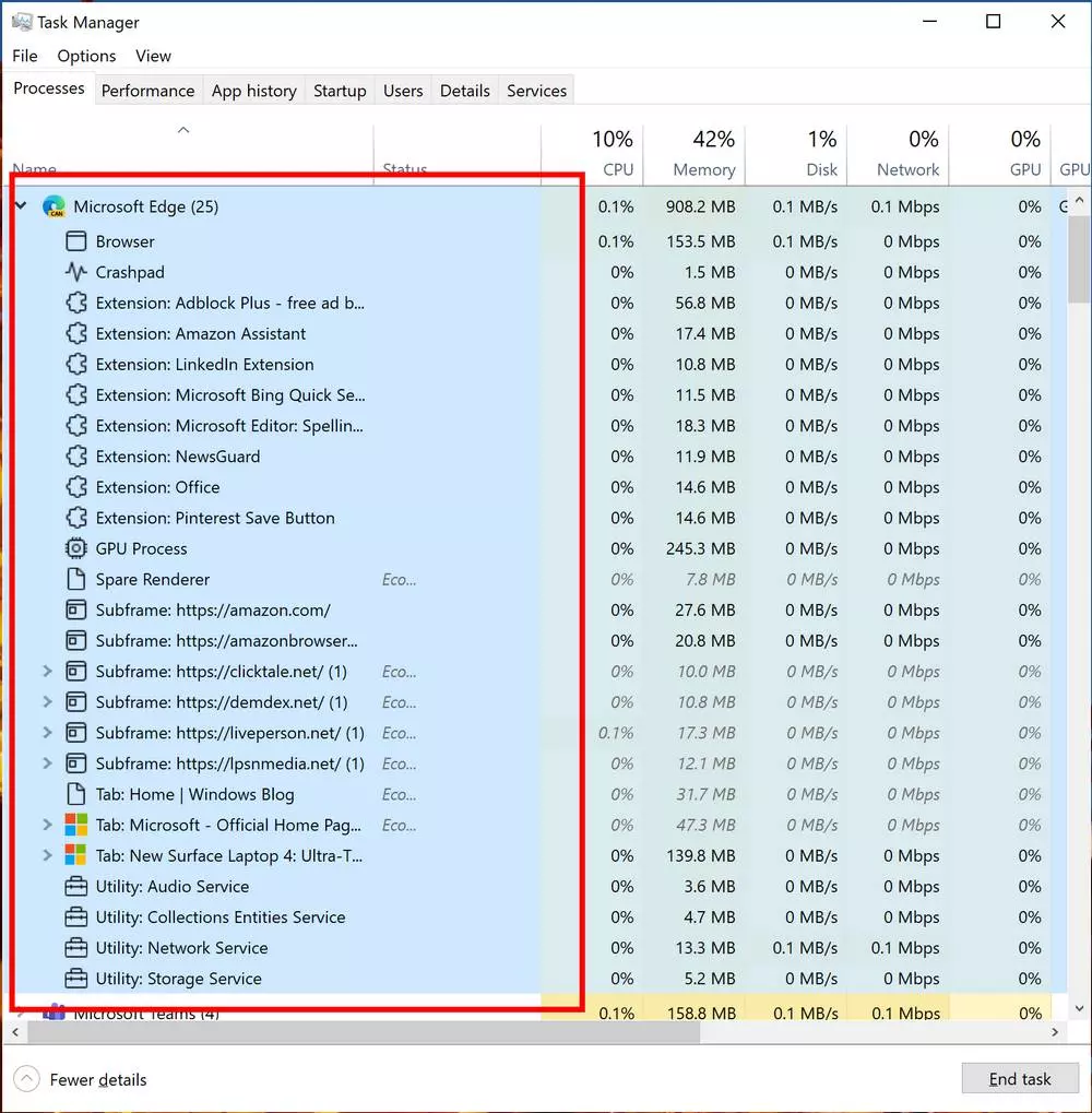 Processes Edge Admin Tasks W10 Build 21364