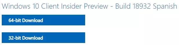 Windows 10 क्लाइन्ट इनसाइडर पूर्वावलोकन - बिल्ड 18932 अंग्रेजी