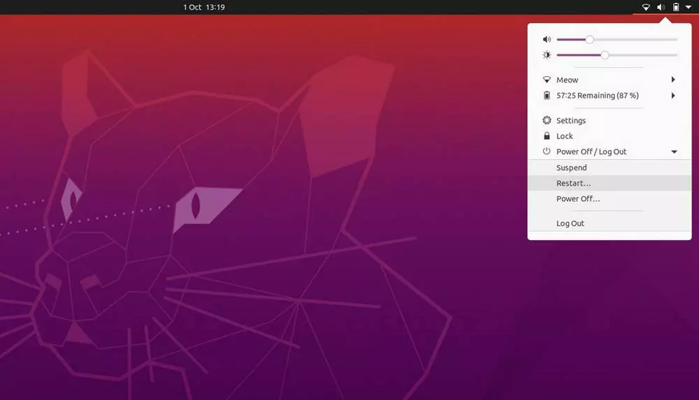 Ubuntu 20.10 - إعادة التشغيل