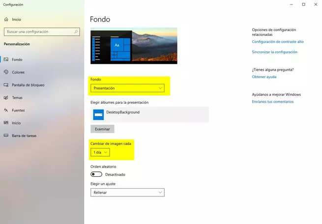 Sérsníddu veggfóður fyrir myndasýningu Windows 10