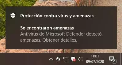 Janela de ameaças do Windows Defender