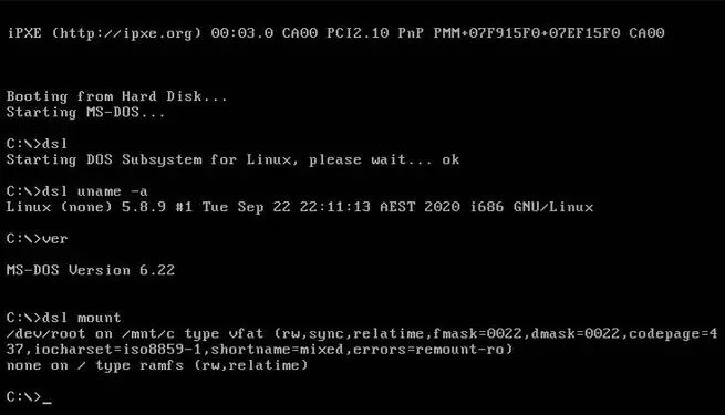 DSL - MS-DOS 2 ನಲ್ಲಿ Linux