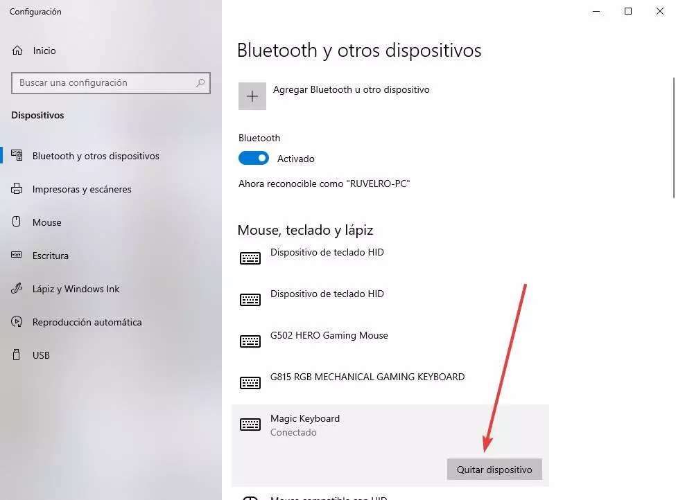 Disconnect Apple Bluetooth keyboard Windows 10