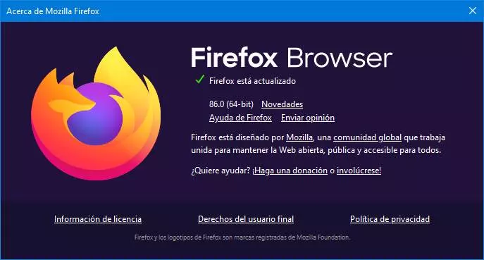 Mahitungod sa Firefox 86