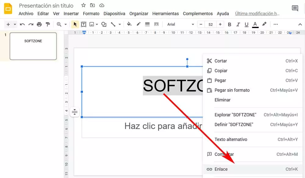 link text pentru diapozitive Google