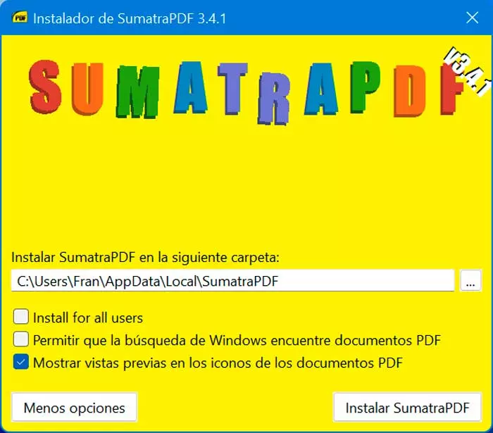 SumatraPDF Mostra vista prèvia a les icones dels documents PDF