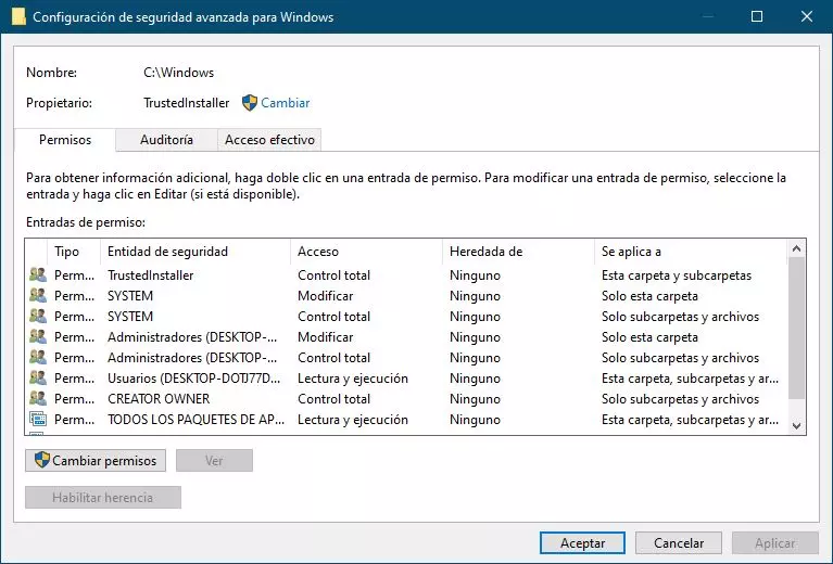 Ընդլայնված Windows թղթապանակի անվտանգություն