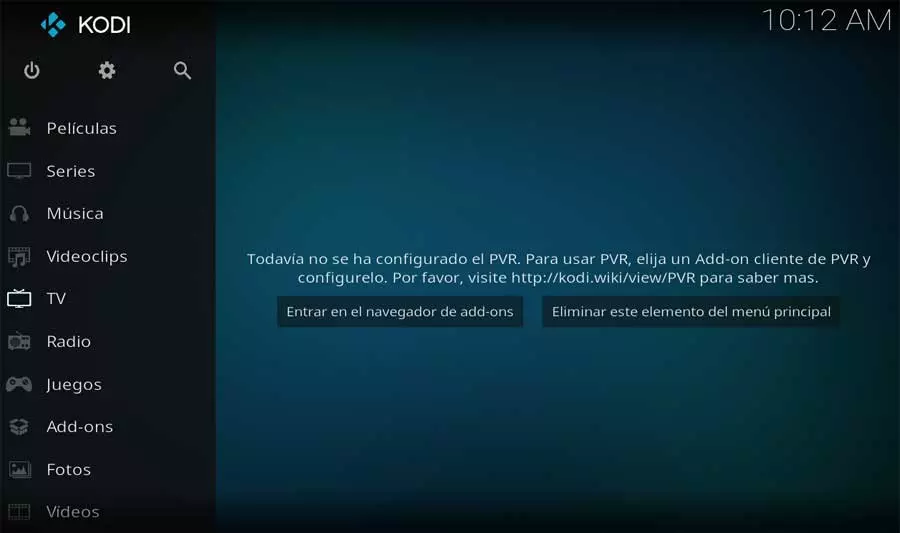 interface principal do kodi