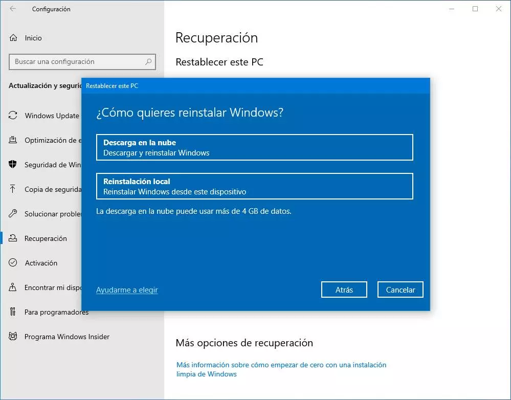 Preuzimanje u oblaku resetuje Windows 10