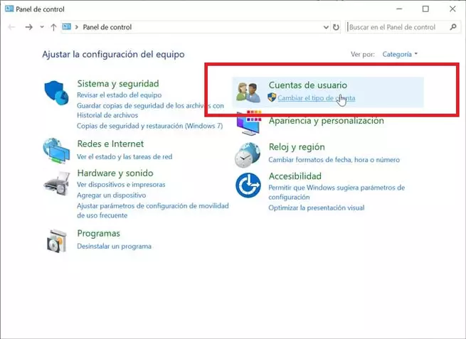 Kontijiet tal-utent fil-Windows 10